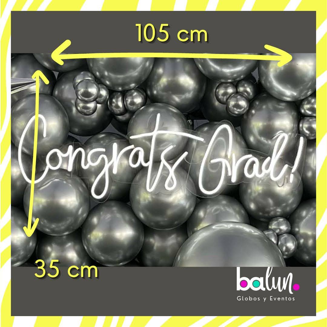 "Congrats Grad!" (Renta Letrero Neón) – Balun Globos y Eventos