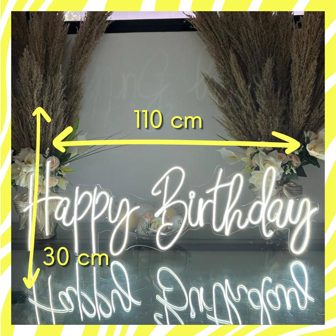 "Happy Birthday" Extendido (Renta Letrero Neón) – Balun Globos y Eventos