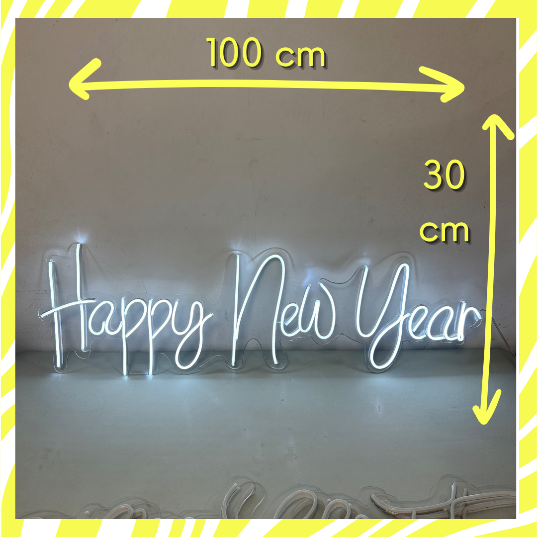 "Happy New Year" Extendido (Renta Letrero Neón) – Balun Globos y Eventos